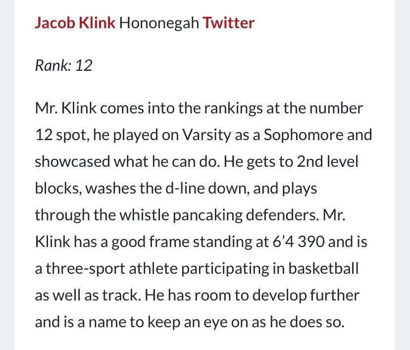 Hononegah’s Bright Star Lineman – Jacob Klink – Stateline Sports Network