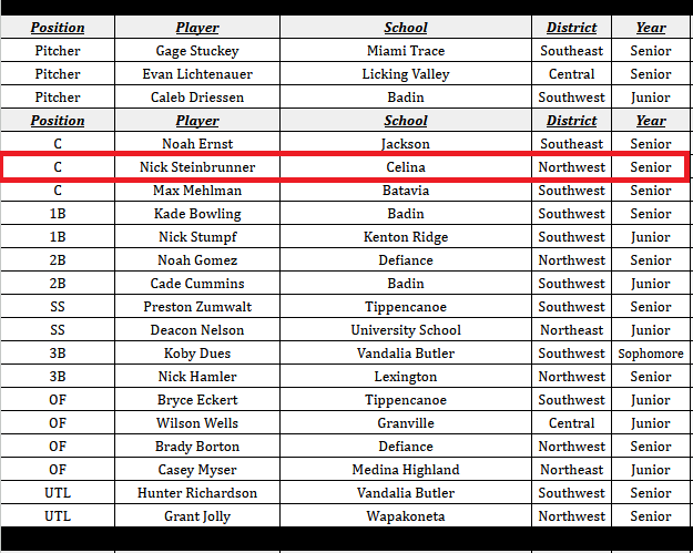 2025 All-Ohio Baseball Teams Named – Stateline Sports Network